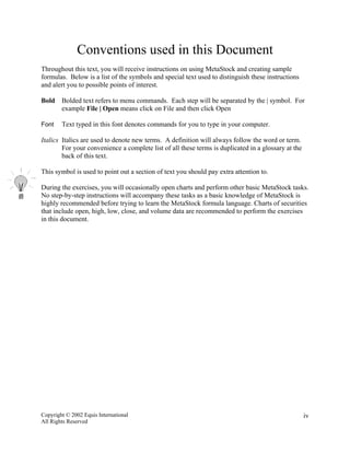 Metastock formula primer | PDF
