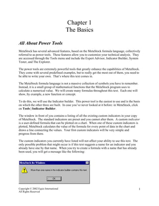 Metastock formula primer | PDF