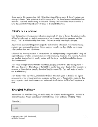 Metastock formula primer | PDF