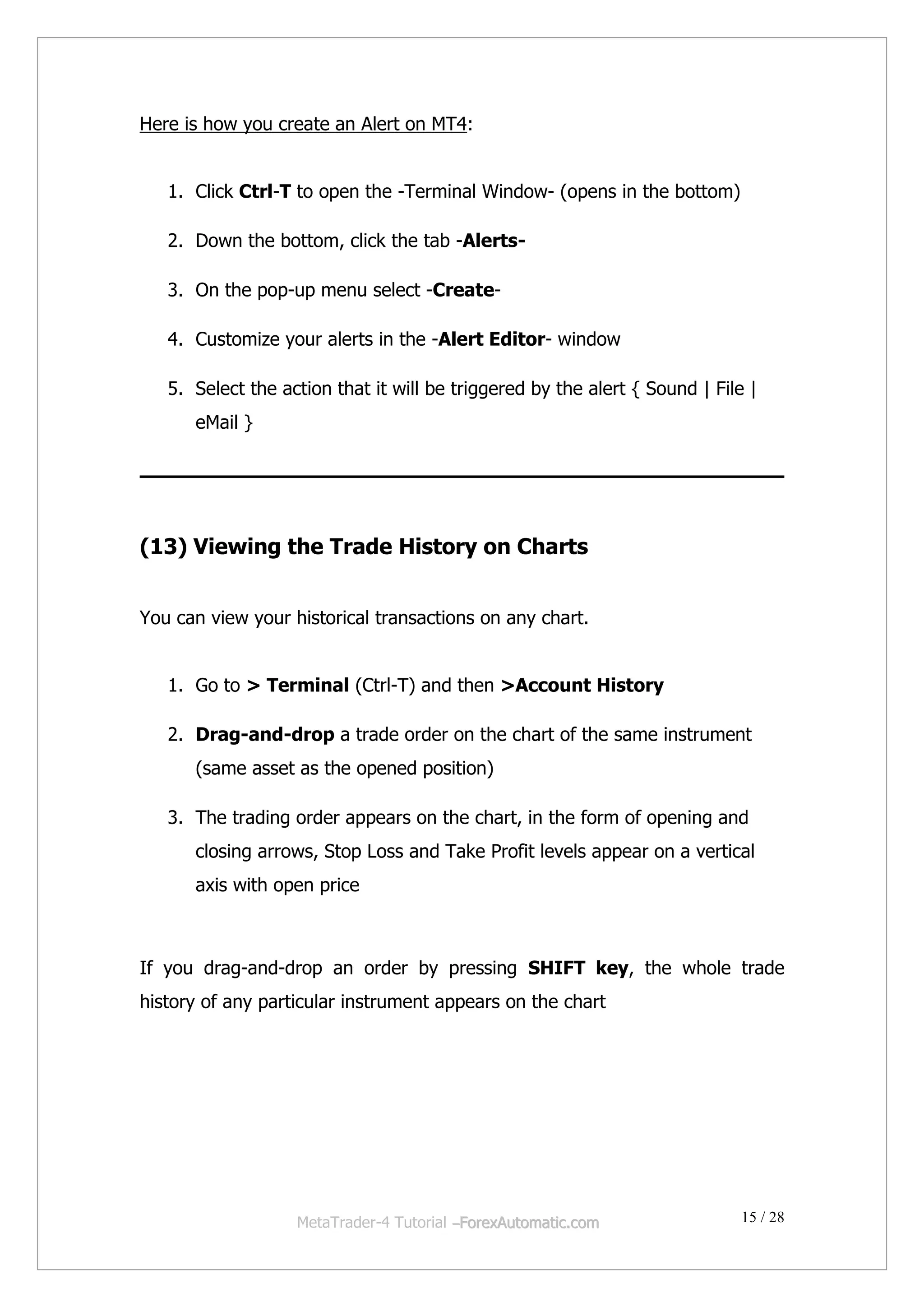 The MetaTrader-4 (MT4) Trading Tutorial -Essential Tips and Tricks for Forex and CFD Traders | PDF