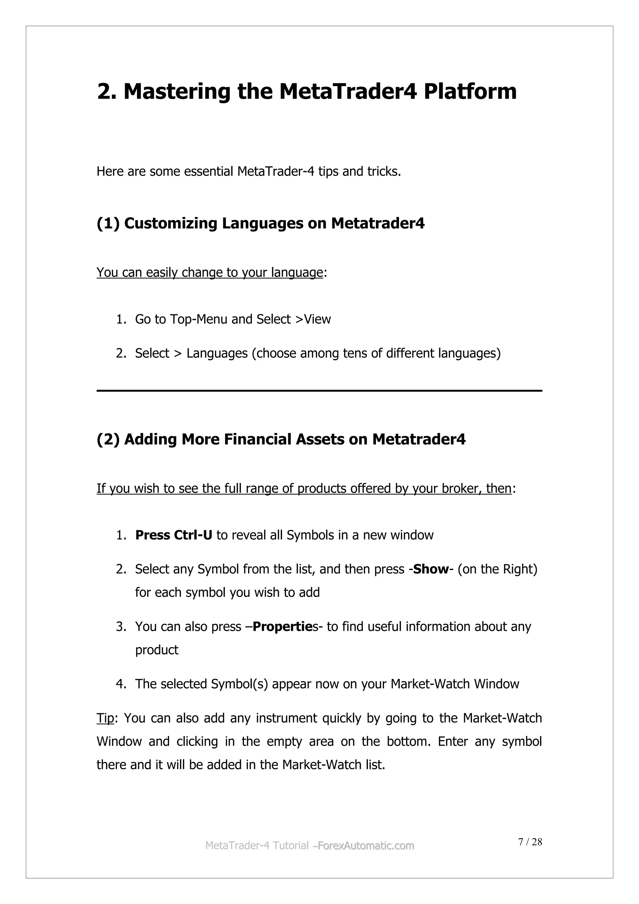 The MetaTrader-4 (MT4) Trading Tutorial -Essential Tips and Tricks for ...
