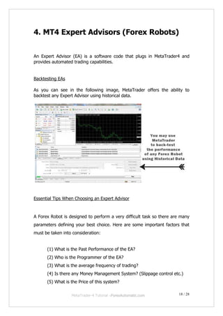 The MetaTrader-4 (MT4) Trading Tutorial -Essential Tips and Tricks for Forex and CFD Traders | PDF