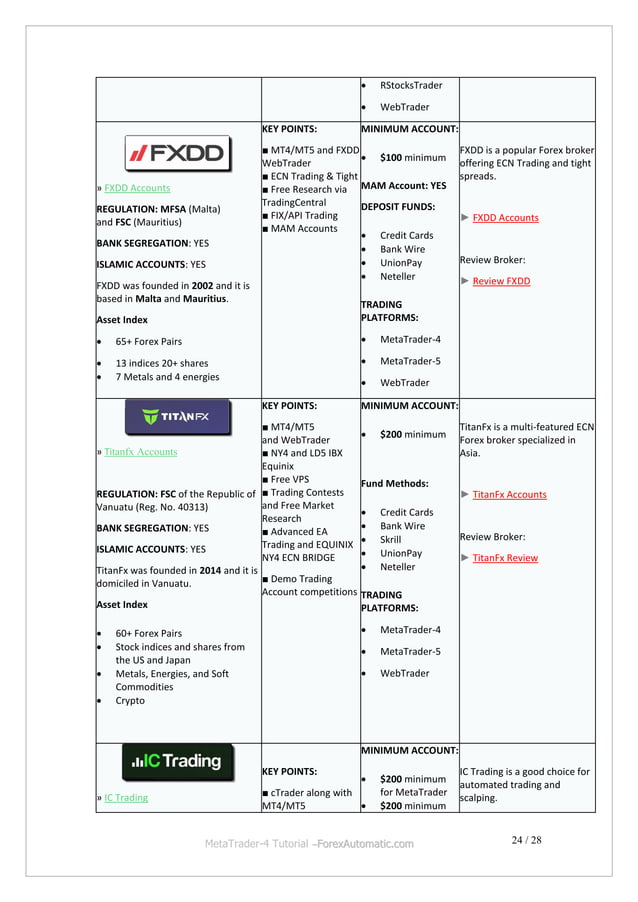 The MetaTrader-4 (MT4) Trading Tutorial -Essential Tips and Tricks for Forex and CFD Traders | PDF