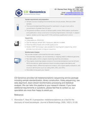 Metatranscriptomic sequencing service | PDF | Biotech and Biomedical ...