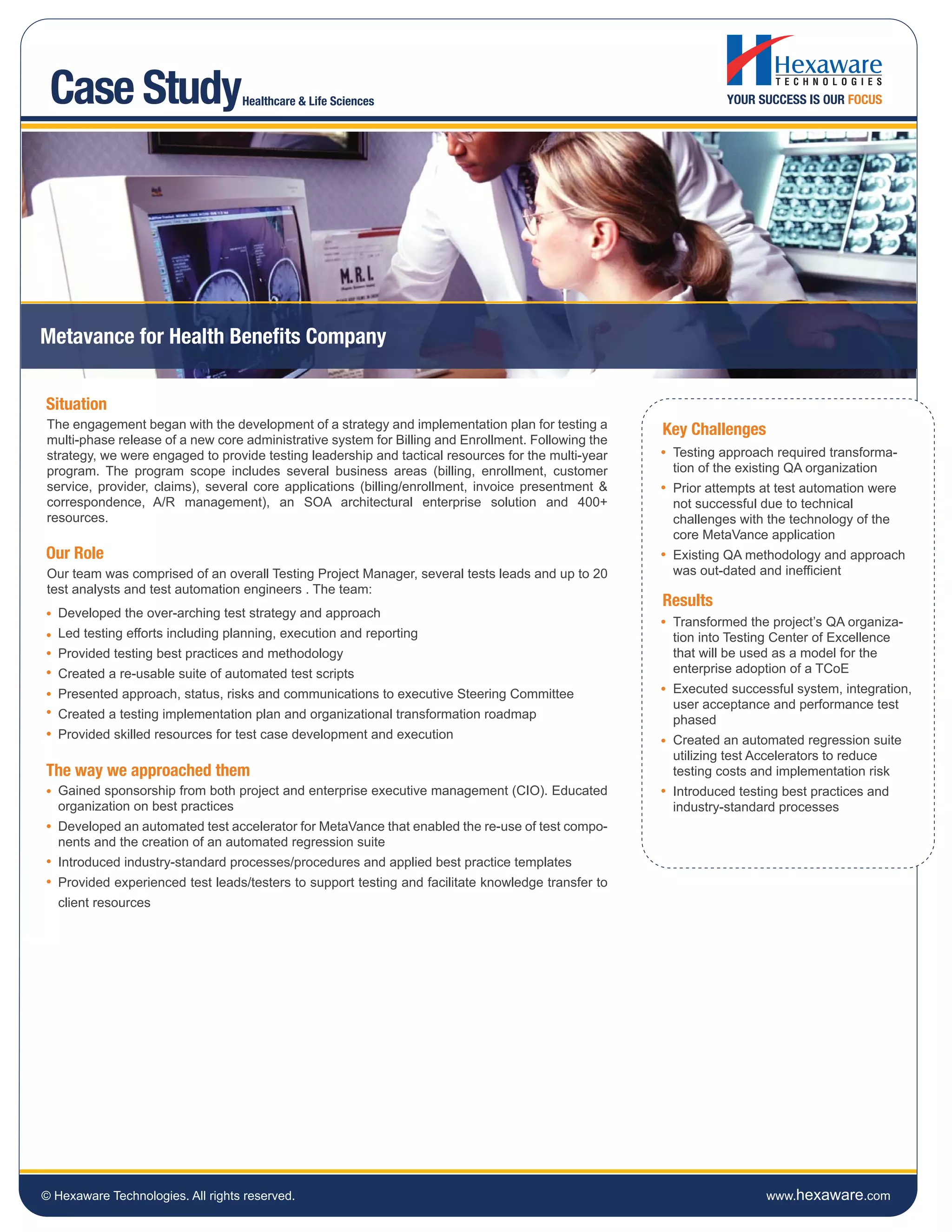 Metavance for health benefits company | PDF