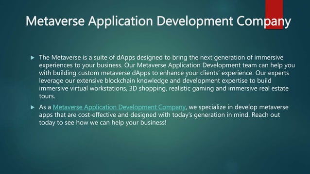 Metaverse Application Development.pptx | Computer Software and Applications | Computing