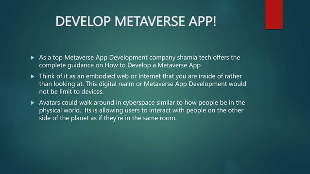 Metaverse Application Development.pptx | Computer Software and Applications | Computing