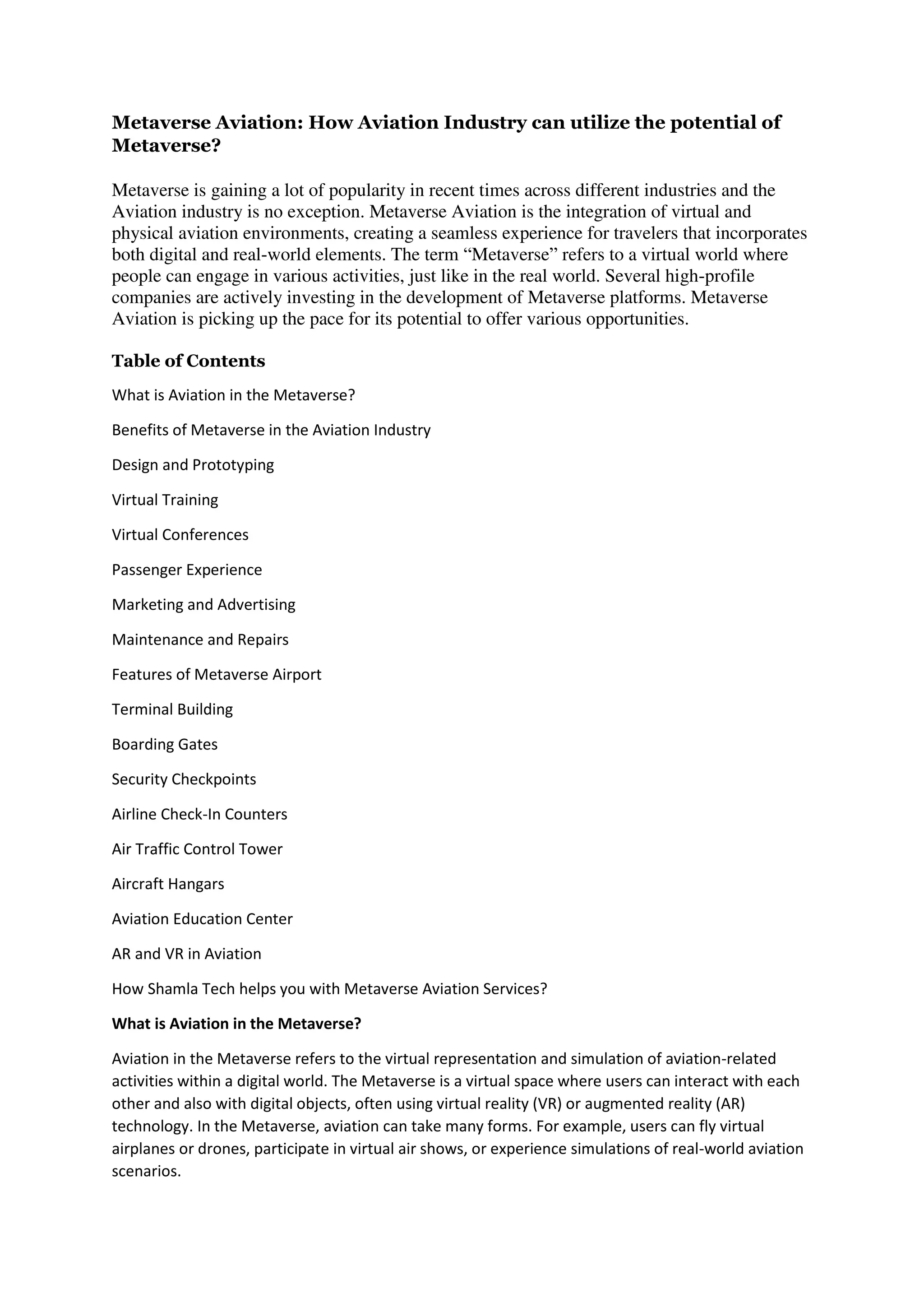 Metaverse Aviation | PDF