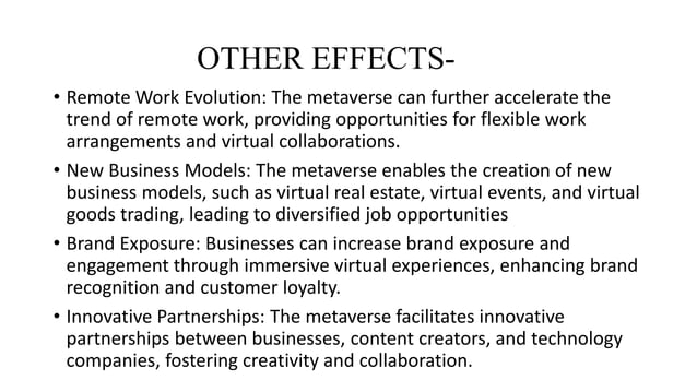 METAVERSE EFFECTS ON EMPLOYEMENT.pptxsnjs | PPT