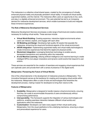 The Essentials of Metaverse Game Development Services | PDF