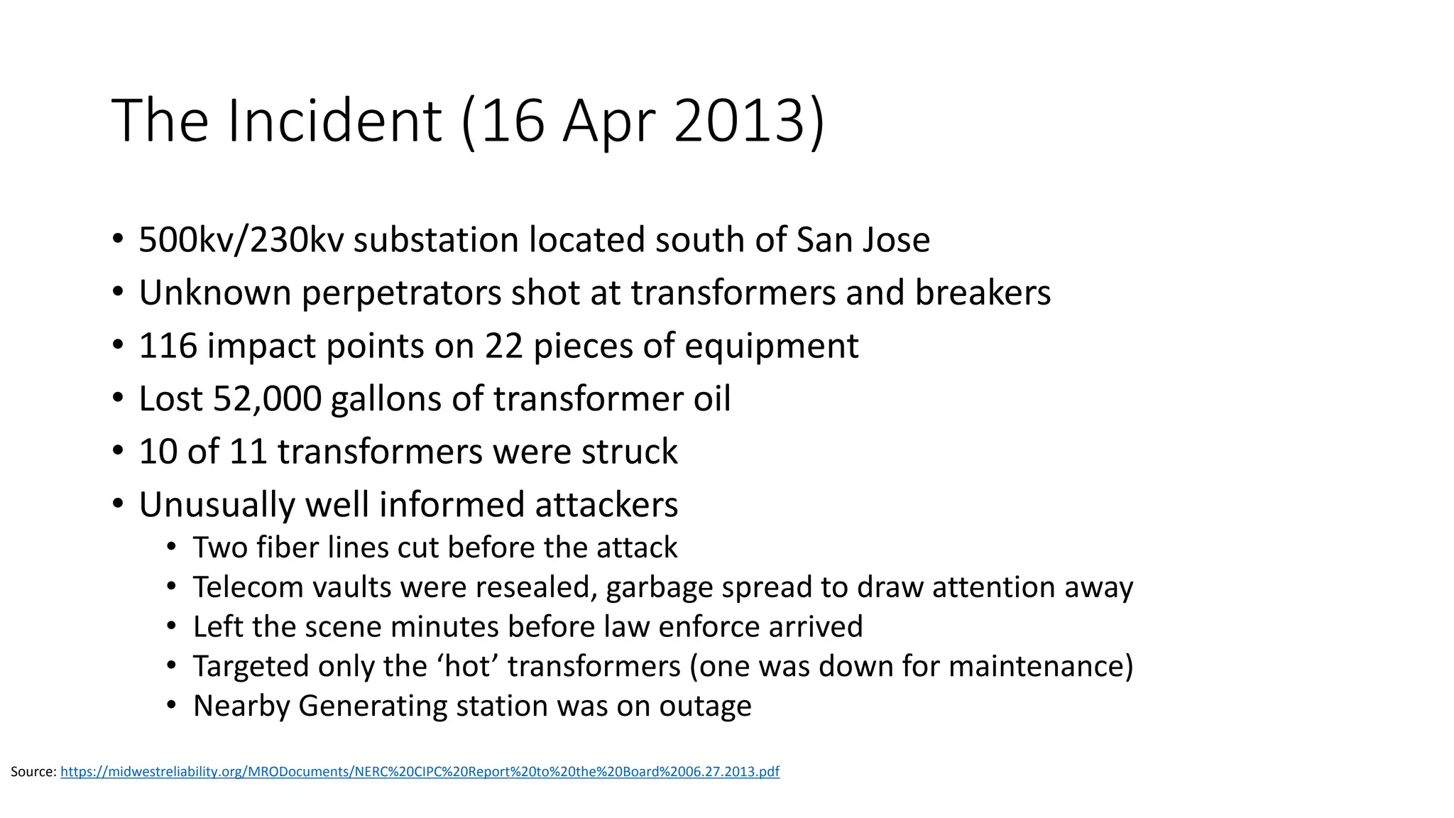 Metcalf substation incident : the disappearing elephant | PPTX