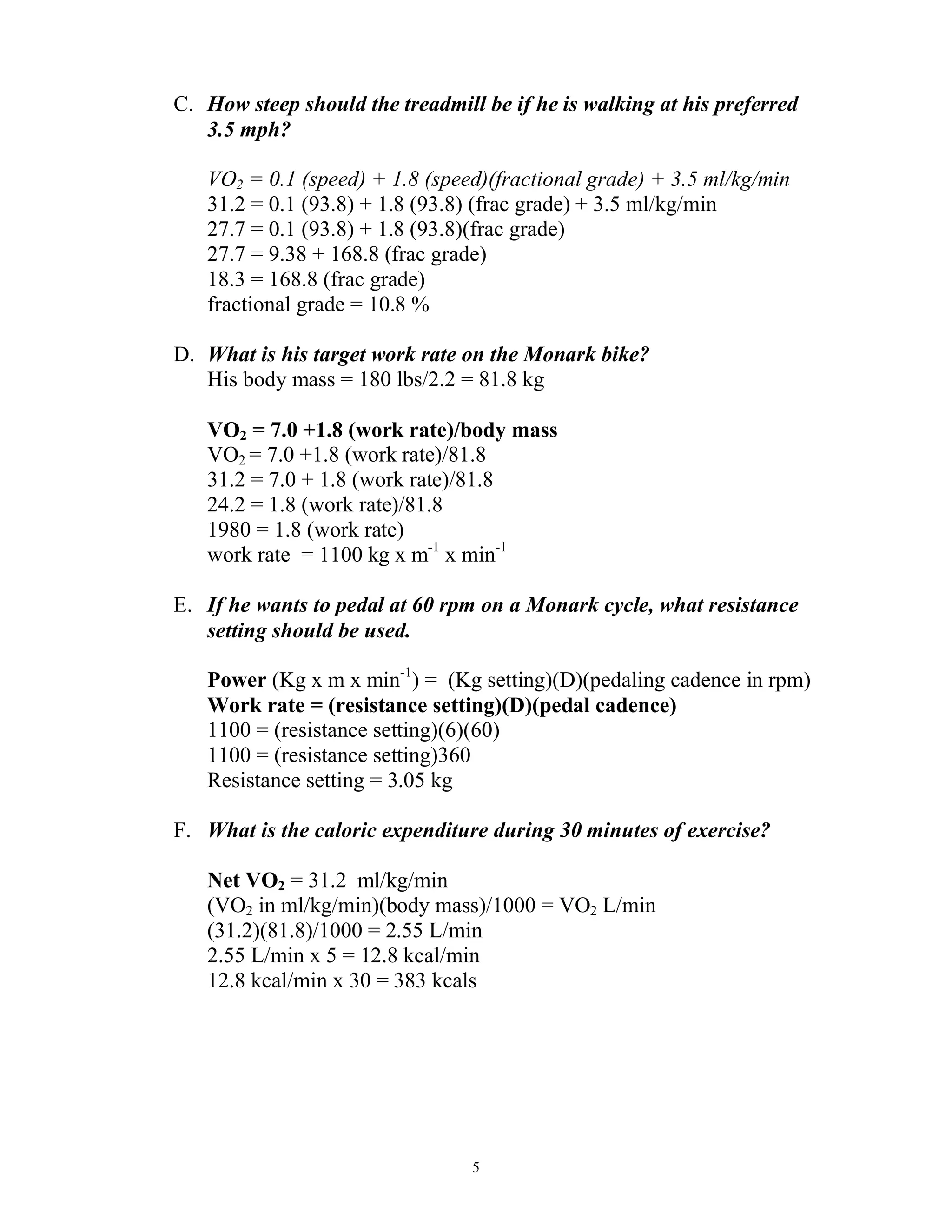 ACSM Metabolic Equations | PDF