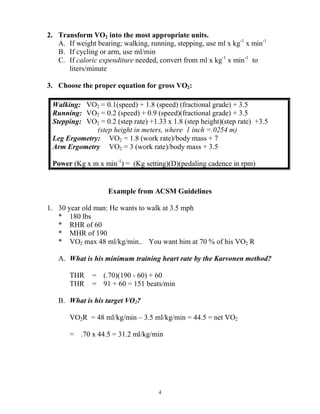 ACSM Metabolic Equations | PDF