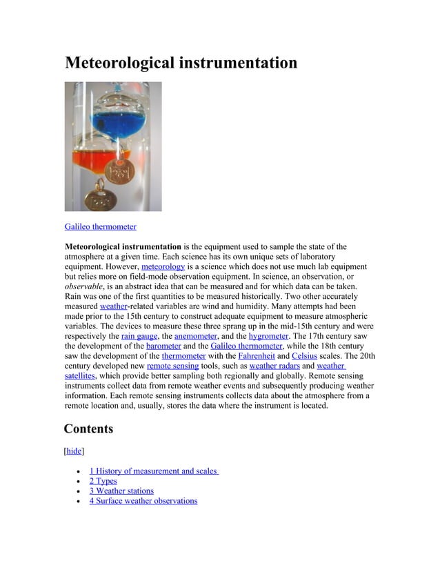 Meteorological Instrumentation | PDF