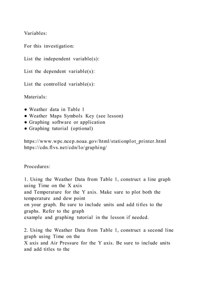 Meteorology Lab ReportIntroductionMeteorologists draw | PDF