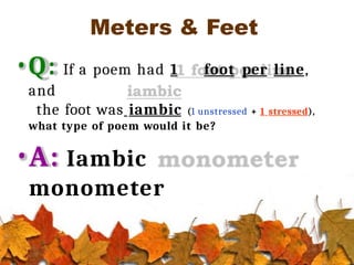 Elements of Poem with Poetic Feet and Meter | PPTX