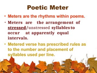 Elements of Poem with Poetic Feet and Meter | PPTX