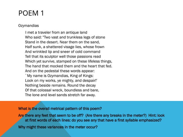 Meter: rhyme scheme and rhythm explored through passages | PPTX