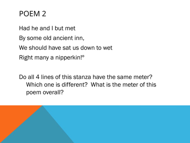 Meter: rhyme scheme and rhythm explored through passages | PPT