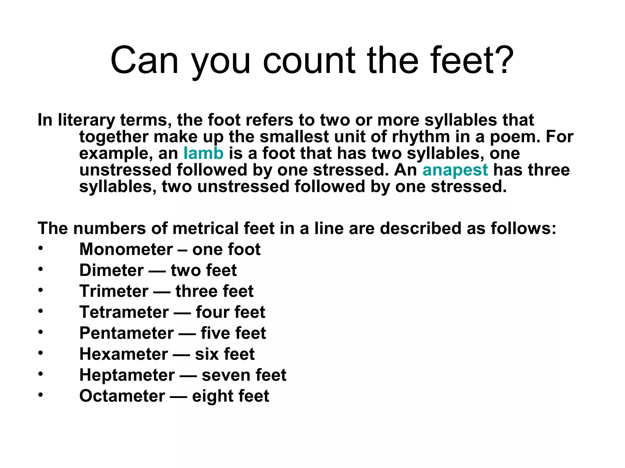 Meter in poetry middle school | PPT