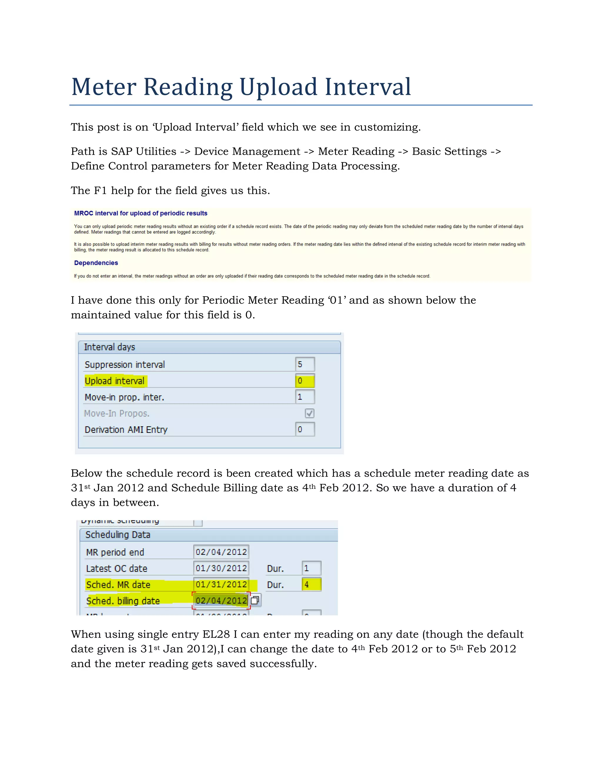 Meter Reading Upload Interval :Used for uploading readings through ... Meter Reading Upload Interval :Used for uploading readings through ...