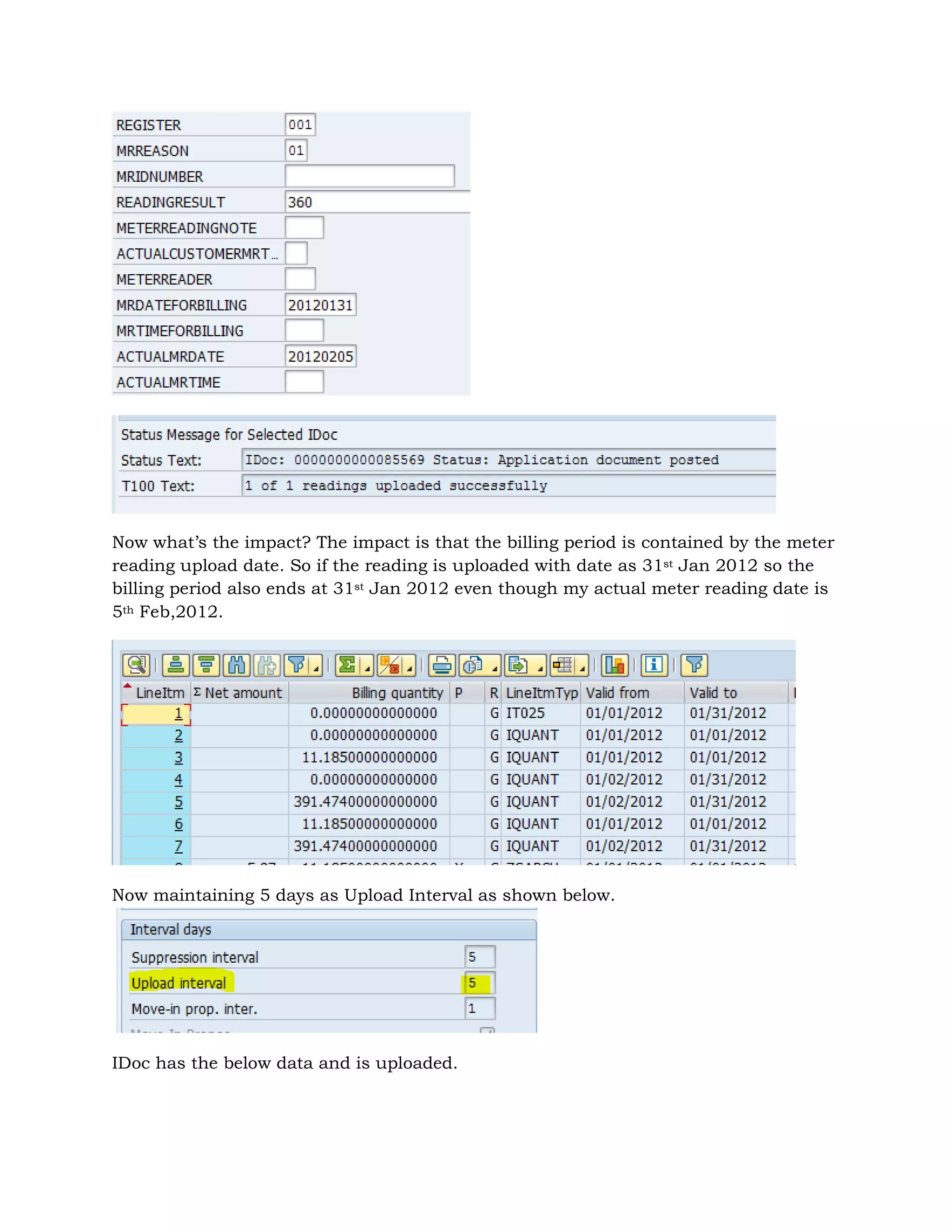 Meter Reading Upload Interval :Used for uploading readings through IDocs | PDF