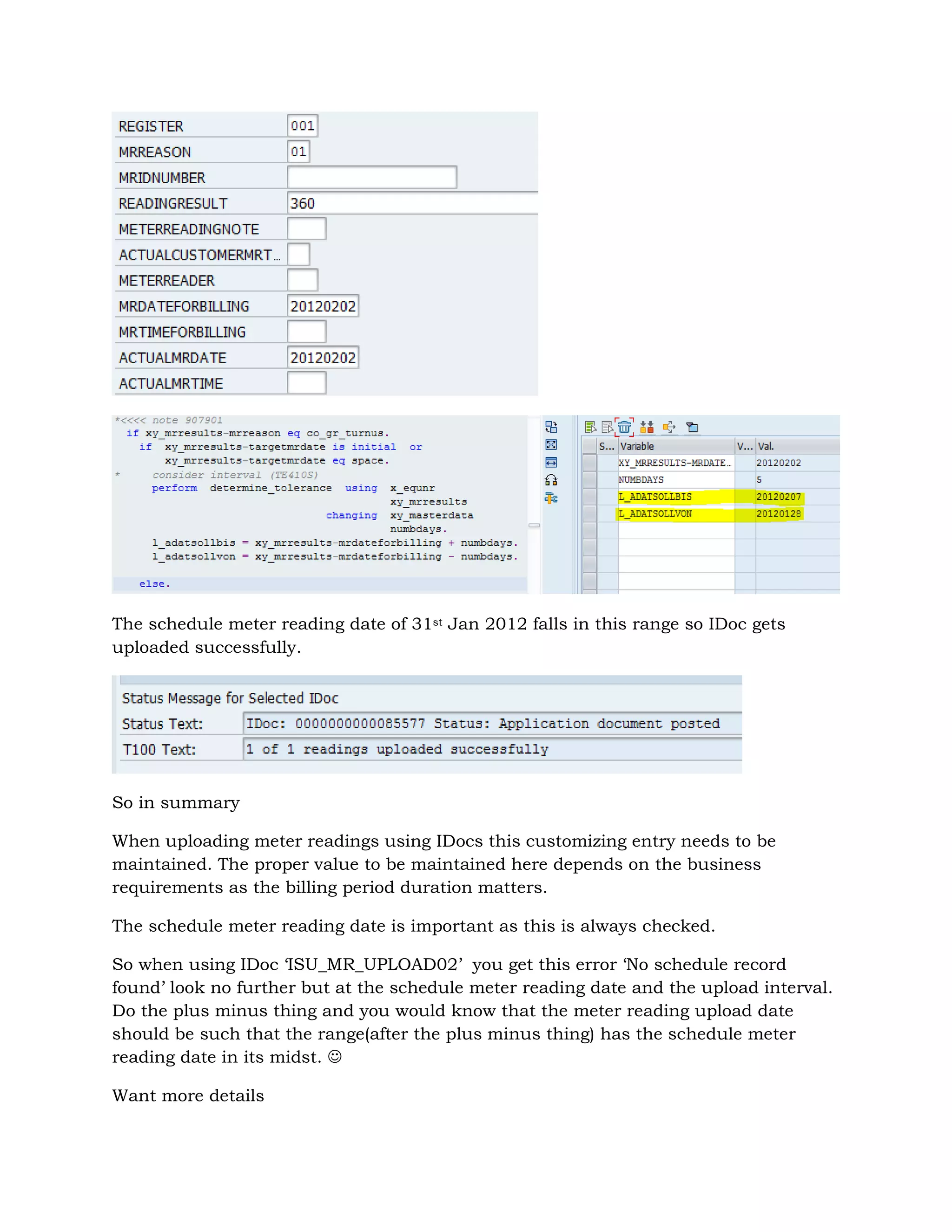 Meter Reading Upload Interval :Used for uploading readings through IDocs | PDF