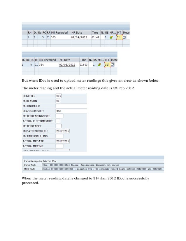 Meter Reading Upload Interval :Used for uploading readings through IDocs | PDF