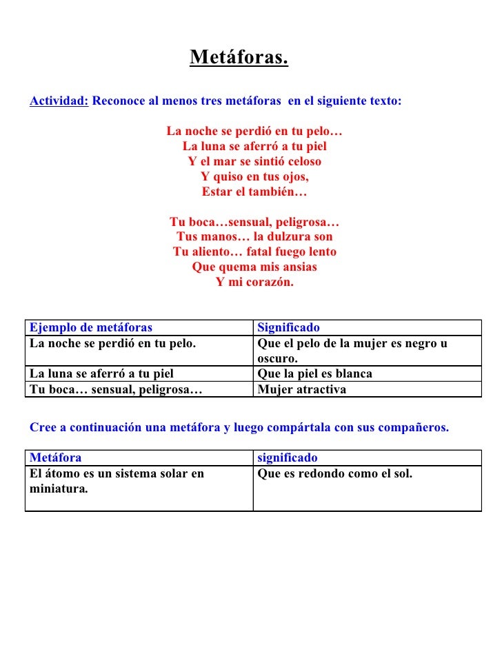 Ejemplos De Metáforas En Poemas 69E