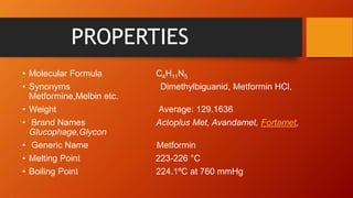 DRUG PROFILE OF METFORMIN : Intro, history, MOA, dose, pharmacokinetics ...