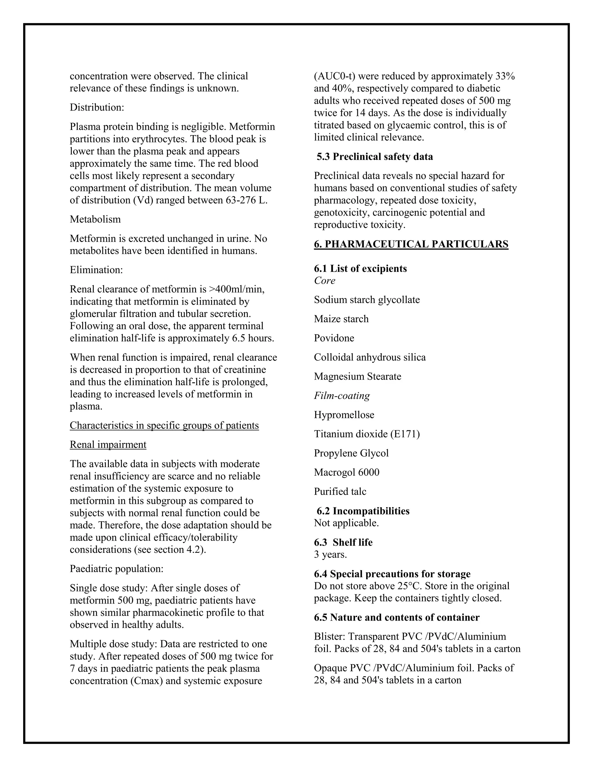 Metformin 500mg tablets smpc taj pharmaceuticals | PDF