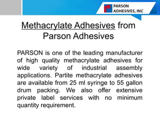 Methacrylate Adhesives | PPTX