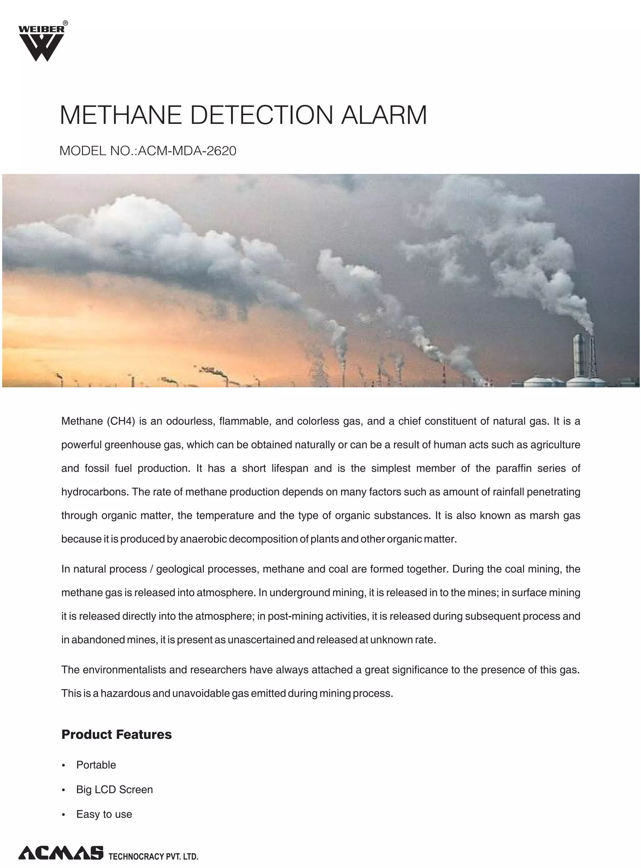 Methane Detection Alarm by ACMAS Technologies Pvt Ltd. | PDF