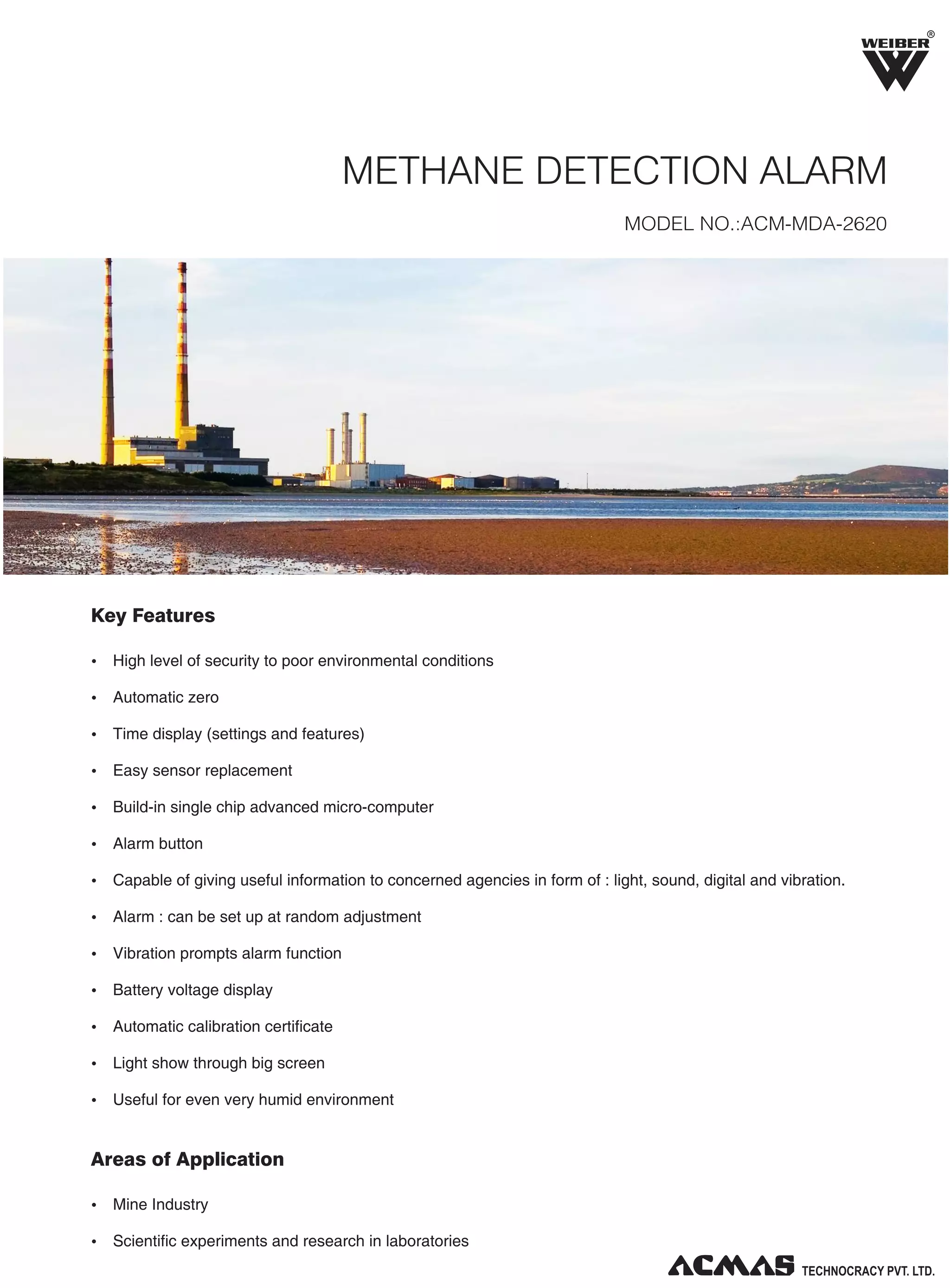 Methane Detection Alarm by ACMAS Technologies Pvt Ltd. | PDF