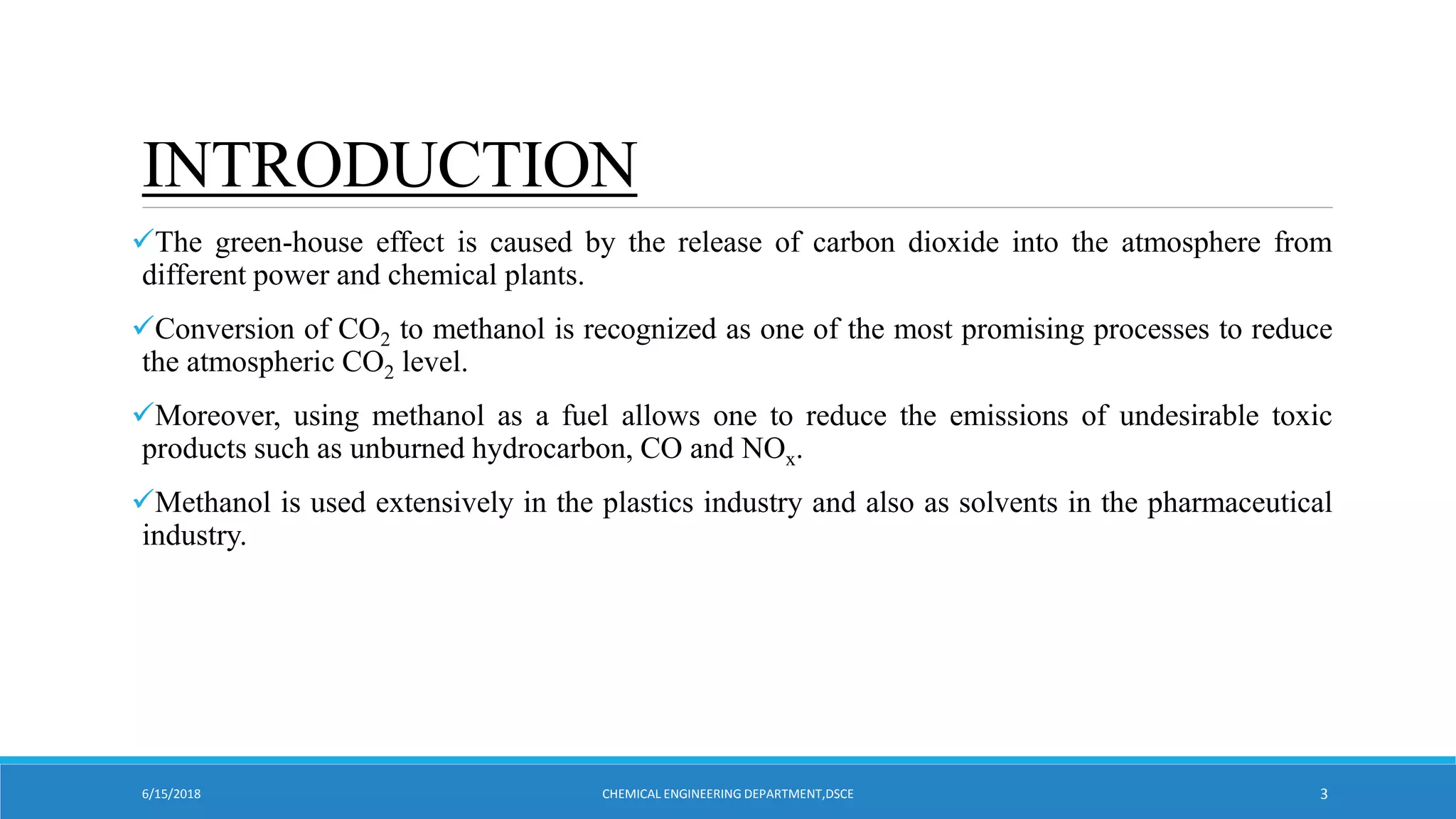 Methanol synthesis from industrial CO2 sources | PPTX