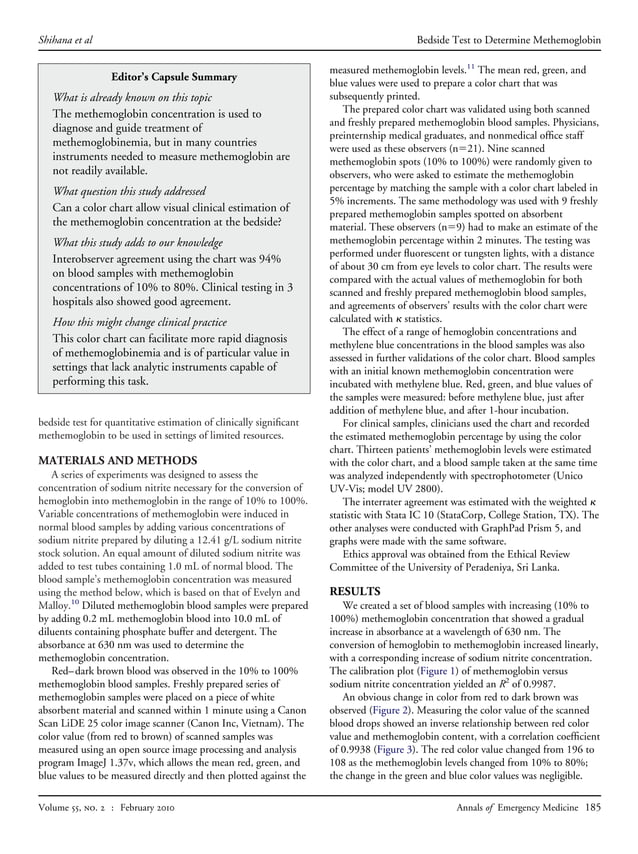 A Simple Quantitative Bedside Test to Determine Methemoglobin | PDF