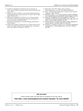 A Simple Quantitative Bedside Test to Determine Methemoglobin | PDF