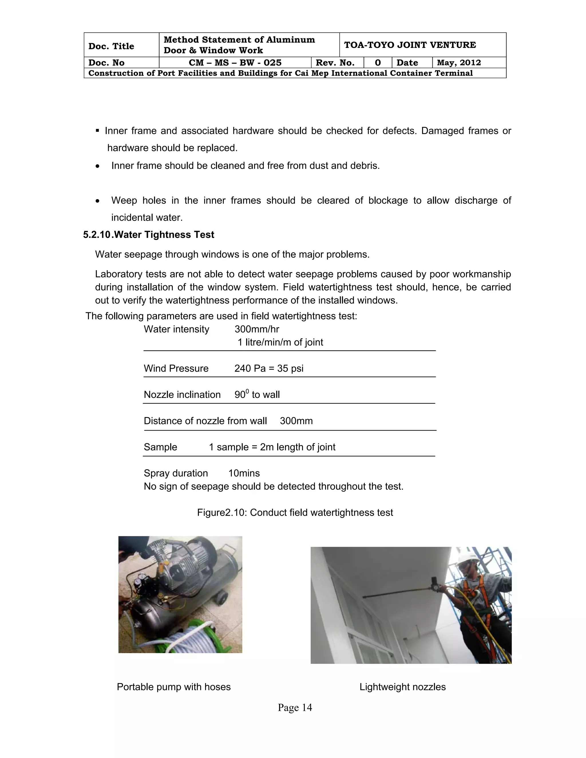 Method aluminum door & window | PDF