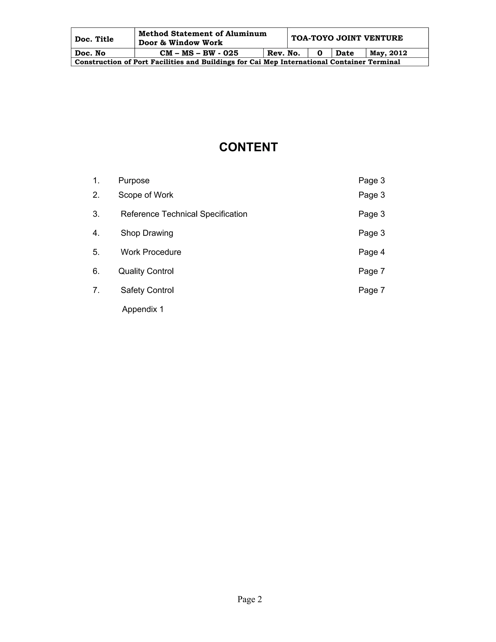 Method aluminum door & window | PDF