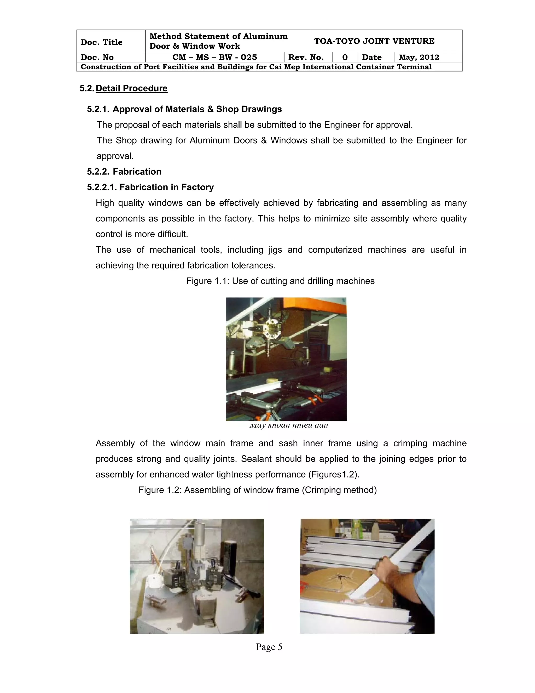 Method aluminum door & window | PDF