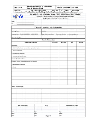 Method aluminum door & window | PDF