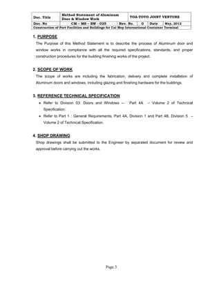 Method aluminum door & window | PDF