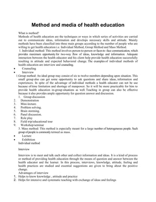 Method and media health education | DOCX