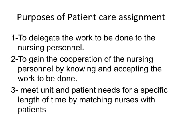 Patient care assignment method assignmen | PDF