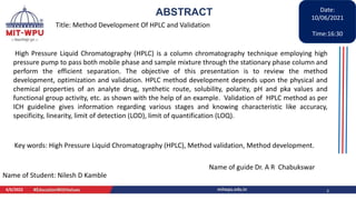 Method development and validation in HPLC | PPTX