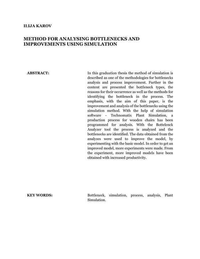 Method for analysing bottlenecks and improvements using simulation | PDF | Mechanical and ...