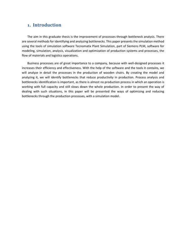 Method For Analysing Bottlenecks And Improvements Using Simulation