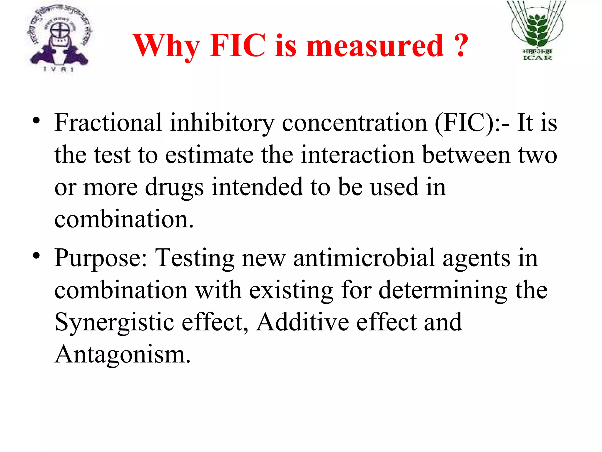 Methods for Determining Fractional Inhibitory Concentration (FIC) | PPT