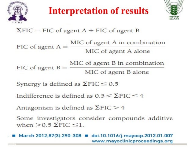 Methods for Determining Fractional Inhibitory Concentration (FIC)