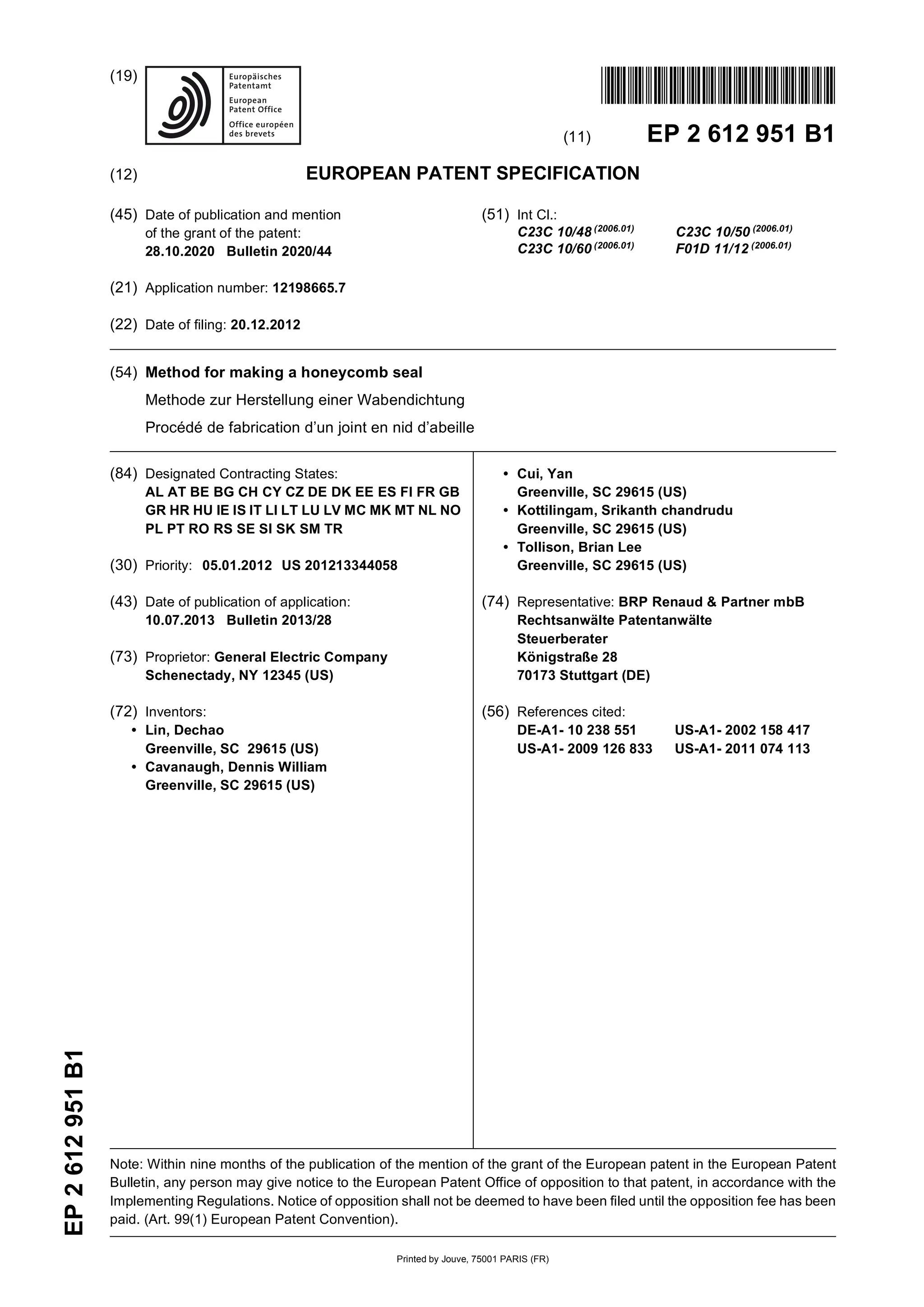 Method for making a honeycomb seal.pdf